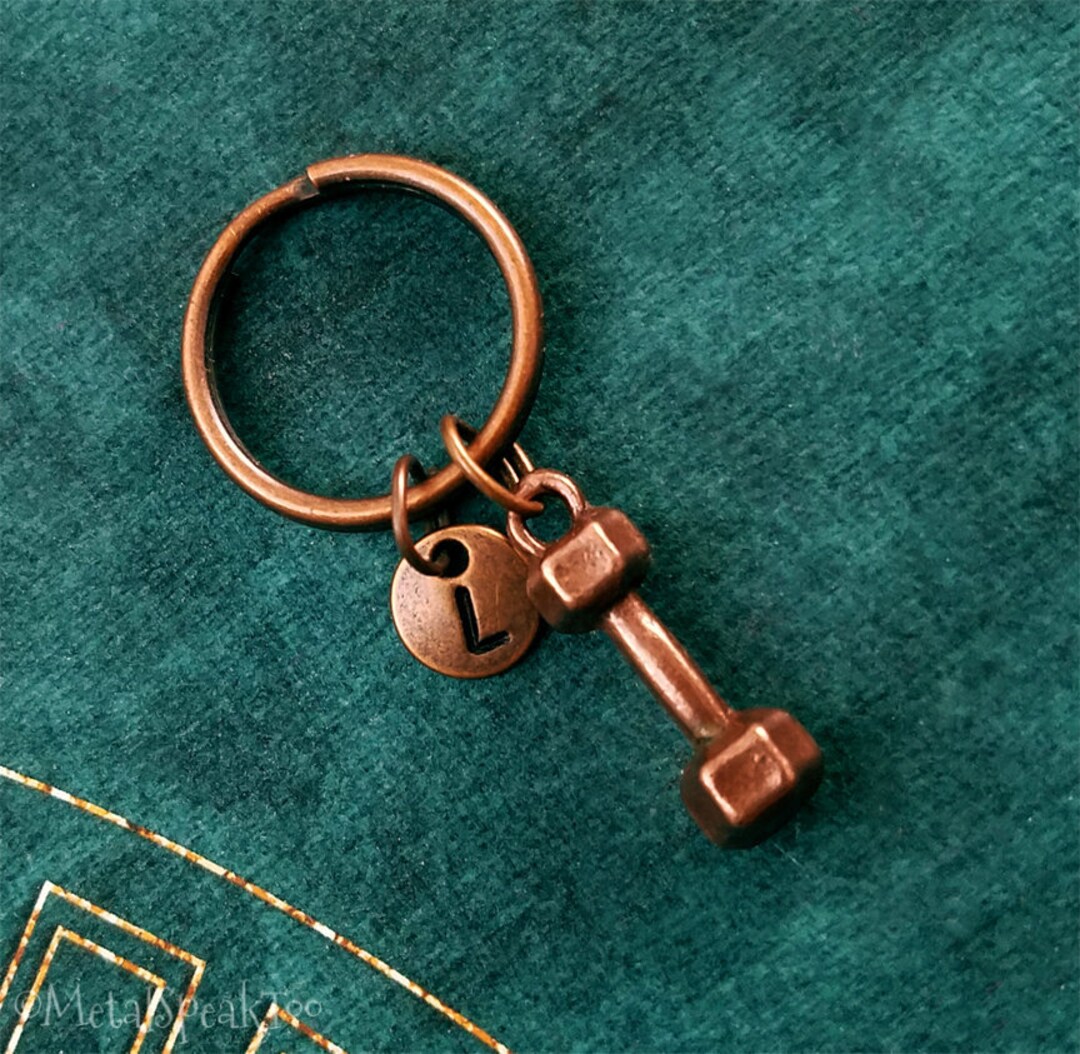 Dumbbell Keychain VERY SMALL Dumbbell Charm Keychain Weight Lifting Gym ...