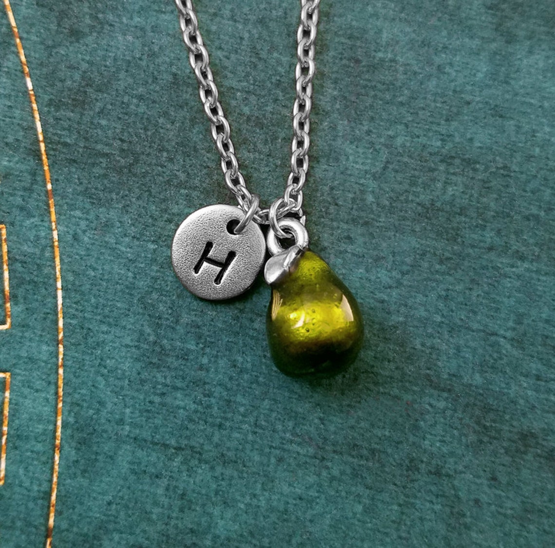 Pear Keychain VERY SMALL Green Pear Charm Keychain Pear - Etsy