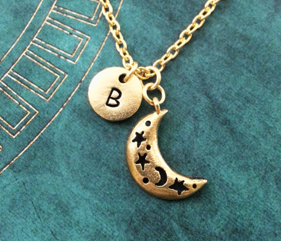 Moon Keychain VERY SMALL Half Moon Keyring Personalized | Etsy