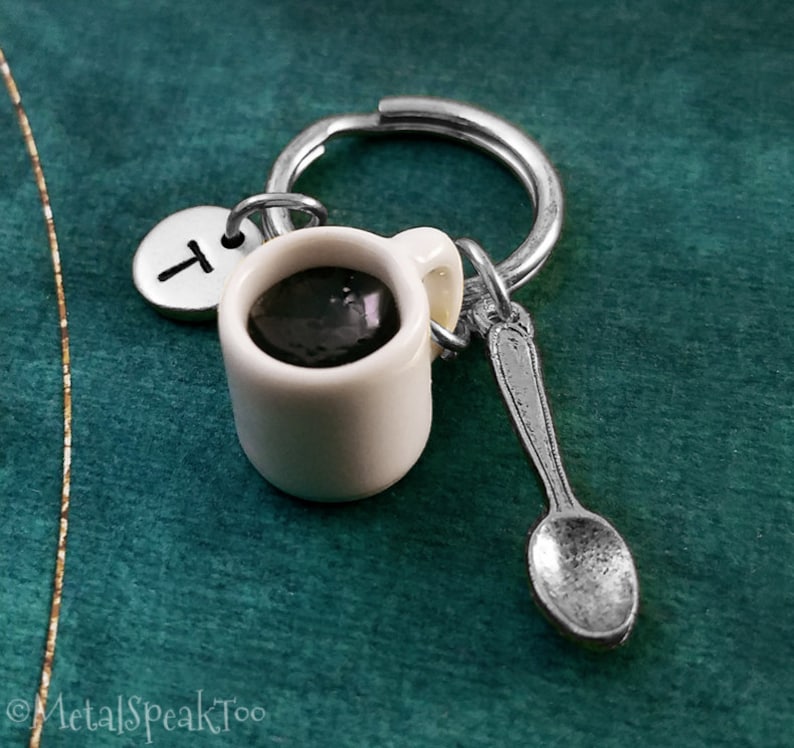 Coffee Keychain SMALL Coffee Cup Keyring Black Coffee Charm - Etsy