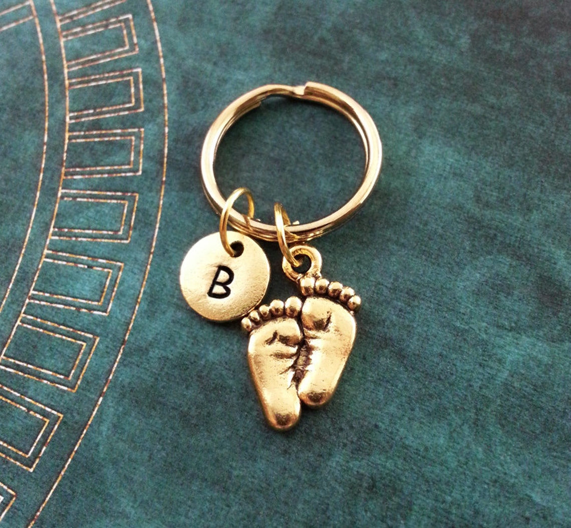 Footprints Keychain, SMALL Baby Feet Keychain, Custom Keyring ...