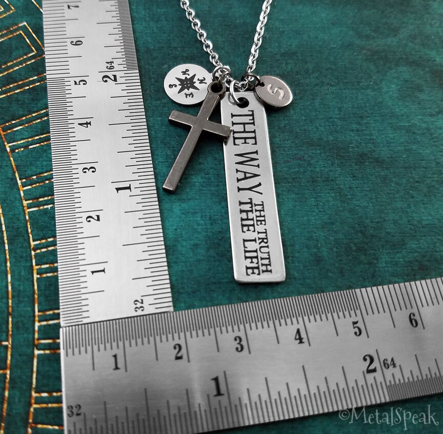 Scripture Keychain SMALL Black Cross Keychain Way the Truth and the ...