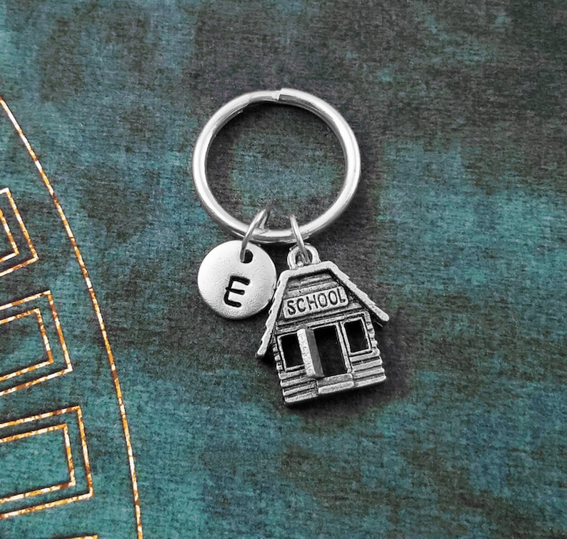 School Keychain VERY SMALL Schoolhouse Keychain Back to School - Etsy