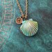 Clam Keychain SMALL Blue Clam Keyring Patina Clam Patina Keychain ...