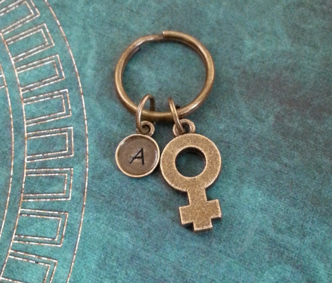 Venus Keychain SMALL Venus Symbol Keychain Bronze Keyring Female Symbol ...
