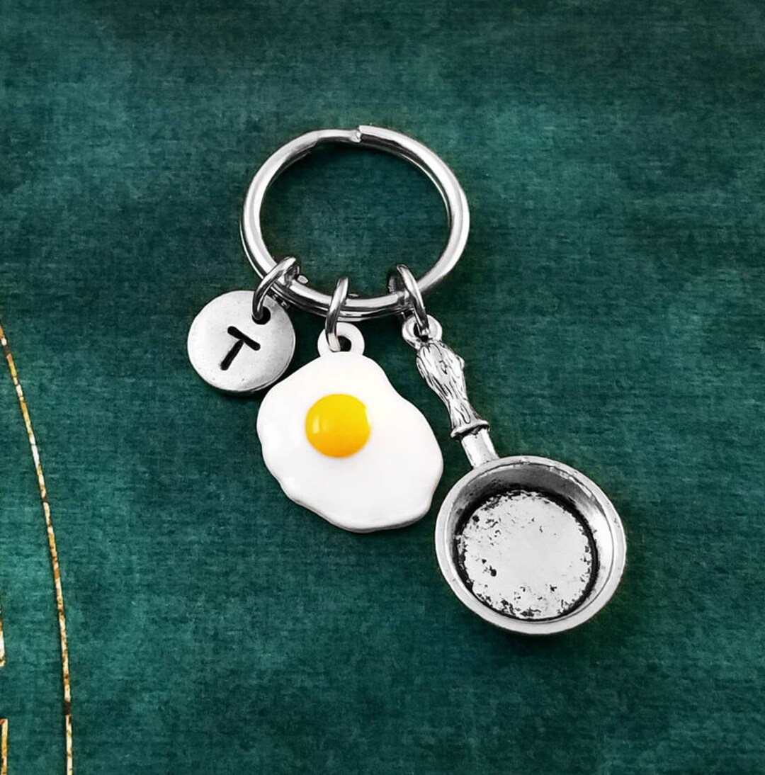 Egg Keychain VERY SMALL Fried Egg Keyring Sunny Side up Egg Charm ...