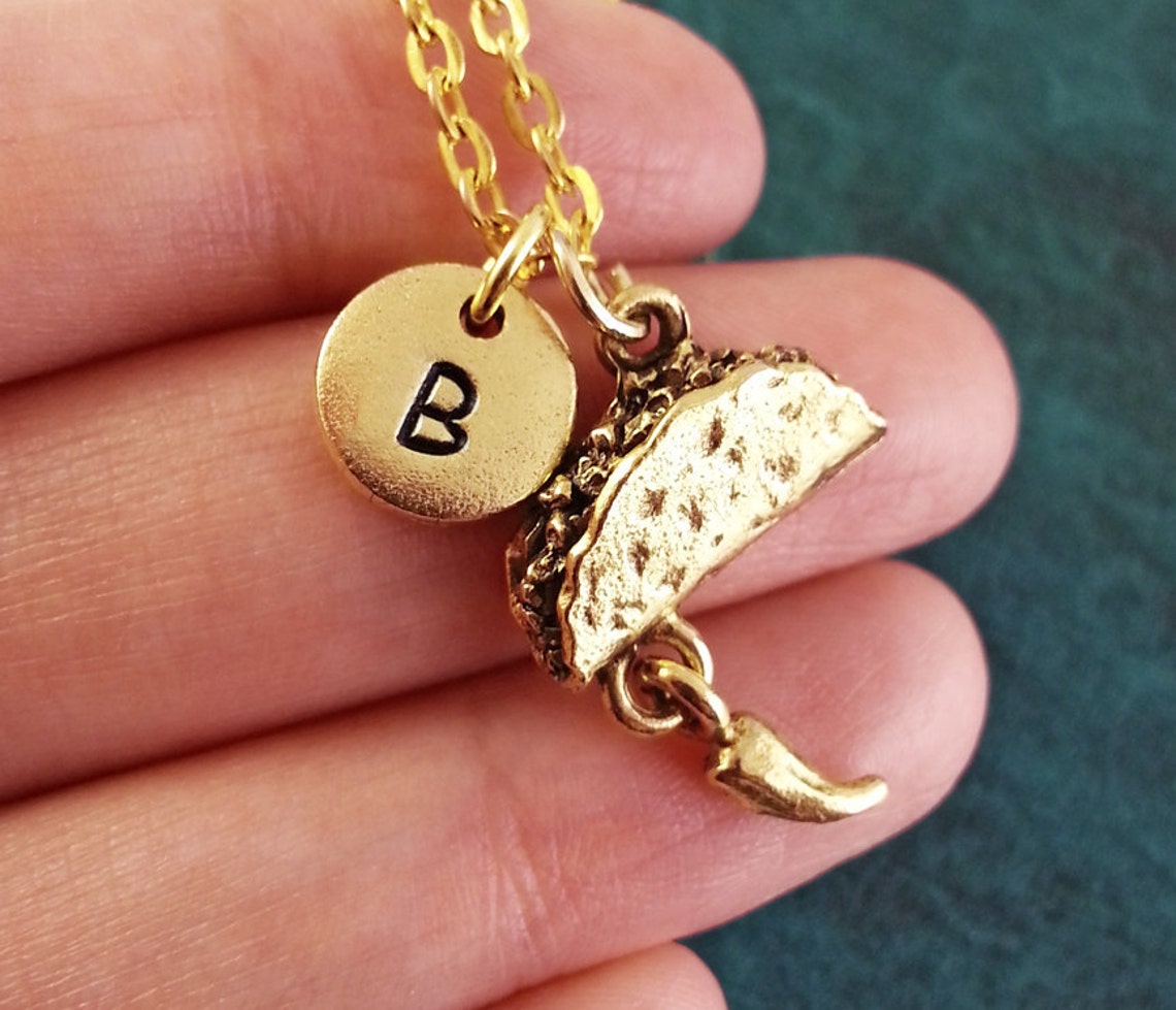 Taco Keychain VERY SMALL Gold Taco Keyring Jalapeno Keychain - Etsy