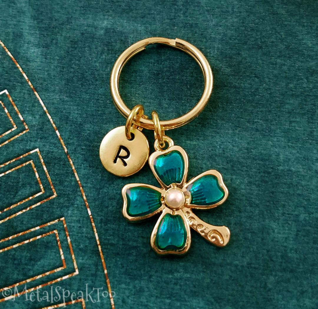 Flower Keychain SMALL Blue Flower Keyring Four Leaf Clover Keychain ...