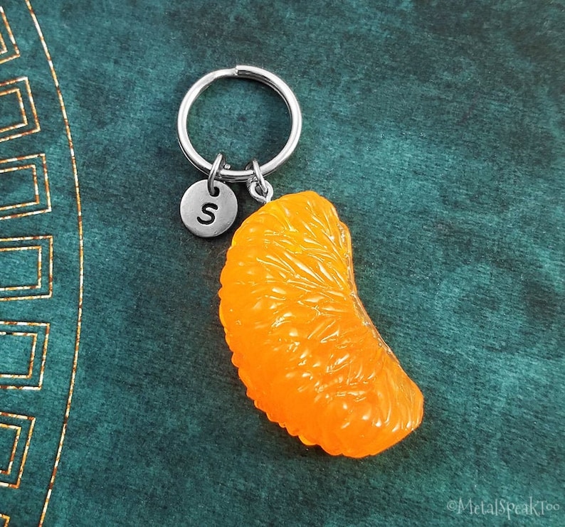 Orange Keychain SMALL Mandarin Orange Slice Keychain Orange Keyring ...