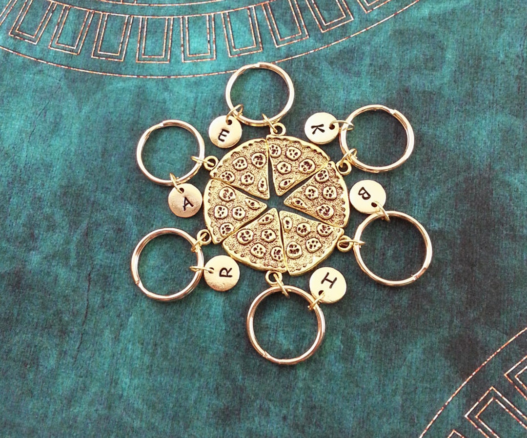 Friendship Pizza Keychains Pizza Slice Keyrings Personalized Bridesmaid ...