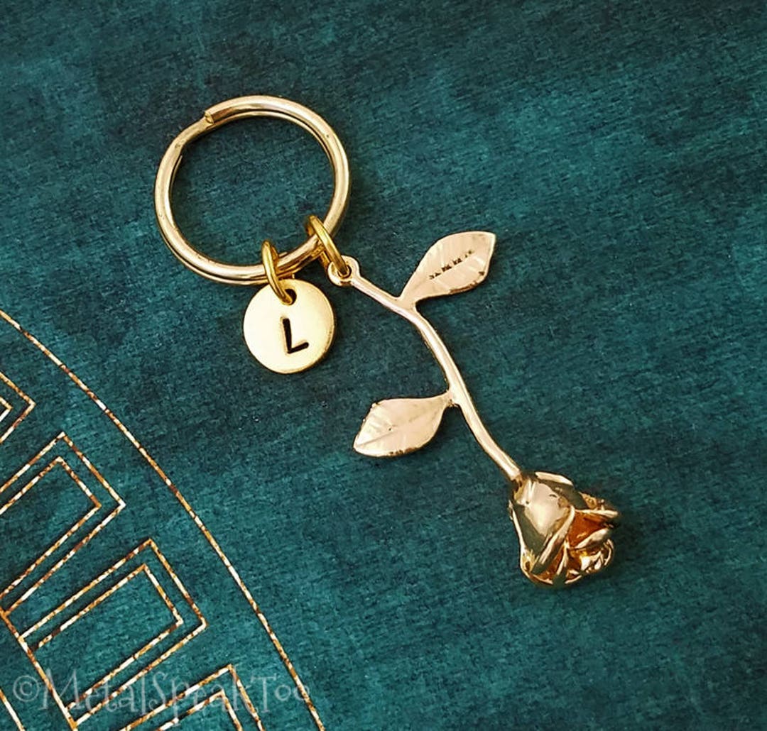 Rose Keychain SMALL Rose Charm Keychain Rose Keyring Girlfriend ...