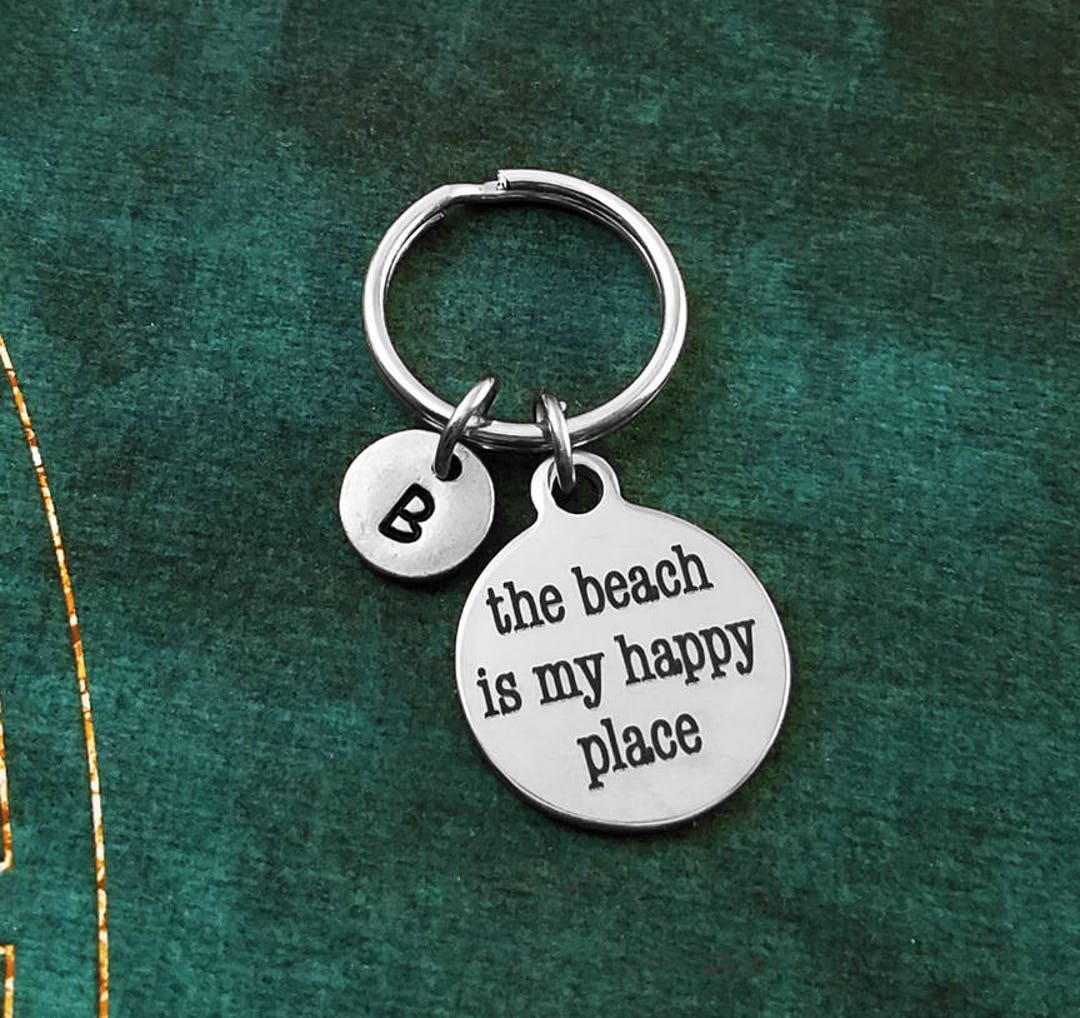 The Beach is My Happy Place Keychain SMALL Beach Keychain Travel ...