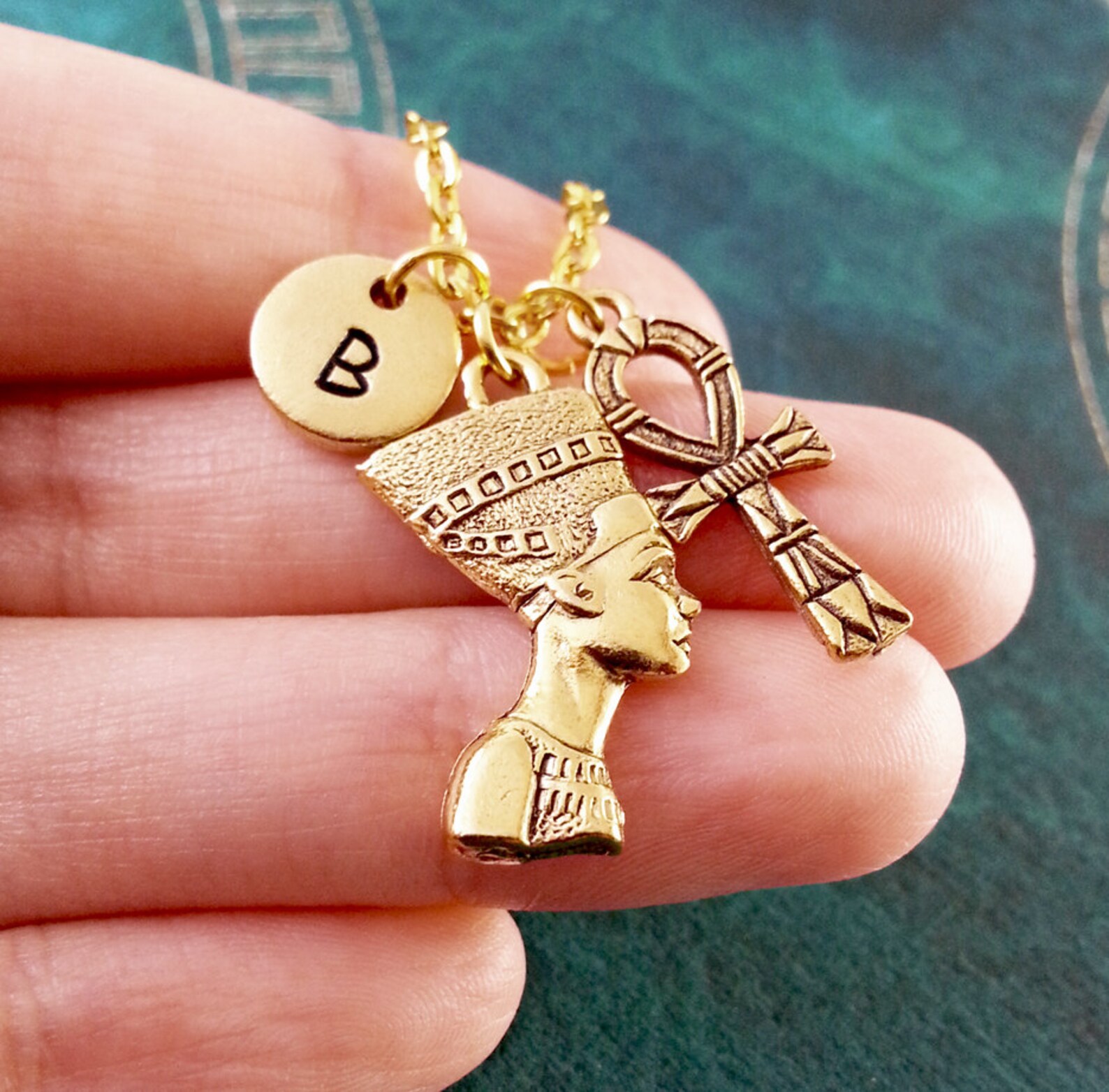 Nefertiti Keychain SMALL Gold Ankh Keychain Custom Keyring - Etsy