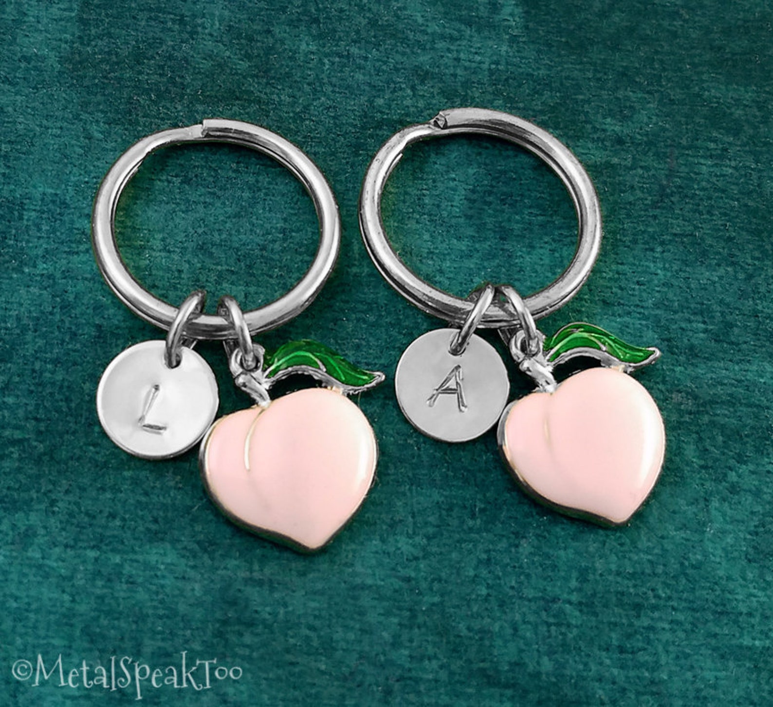 Peach Keychain SET of 2 SMALL Peach Keyrings Booty Keychain - Etsy