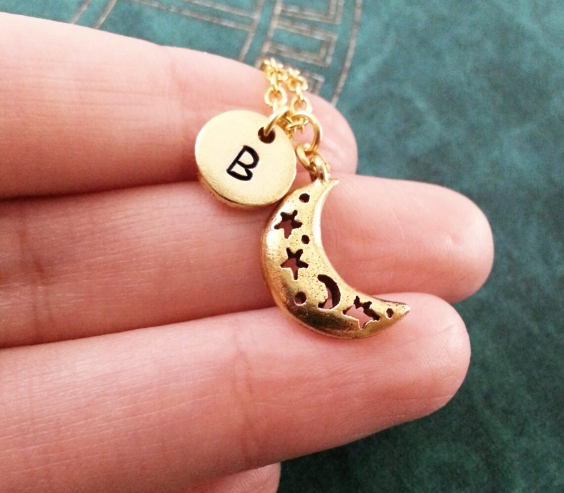 Moon Keychain VERY SMALL Half Moon Keyring Personalized Keychain ...