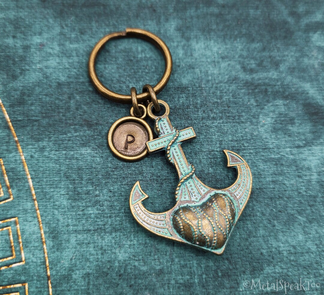 Anchor Keychain SMALL Patina Anchor Pendant Keychain Antiqued Anchor ...