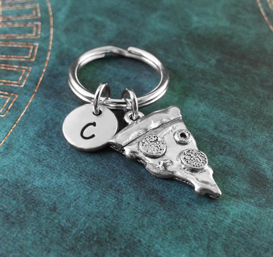 Pizza Keychain SMALL Silver Pizza Slice Keychain Personalized - Etsy
