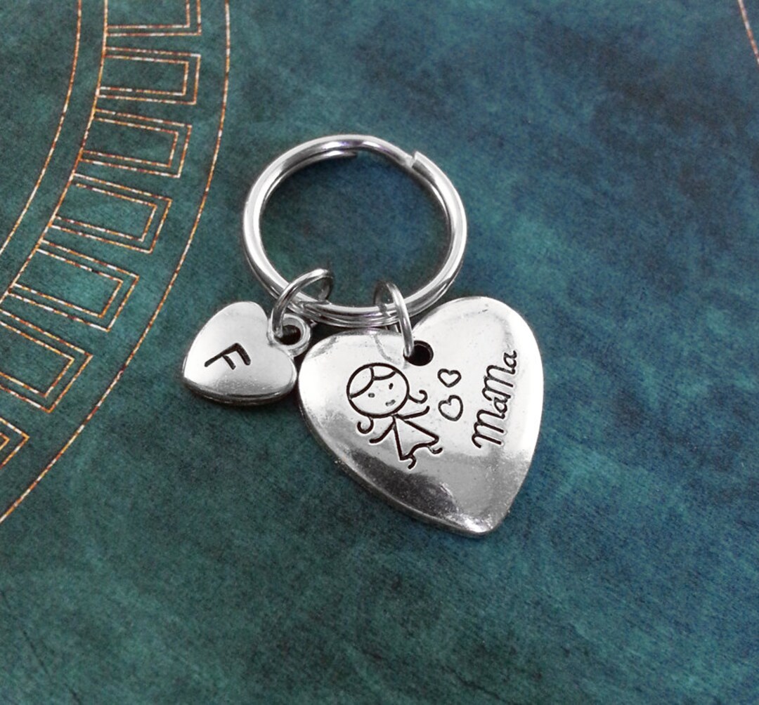 Mama Keychain, Personalized Key Ring, Mama Heart Keychain, Mother's Day ...