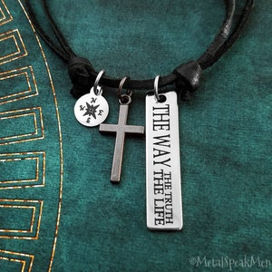 Scripture Keychain SMALL Black Cross Keychain Way the Truth and the ...