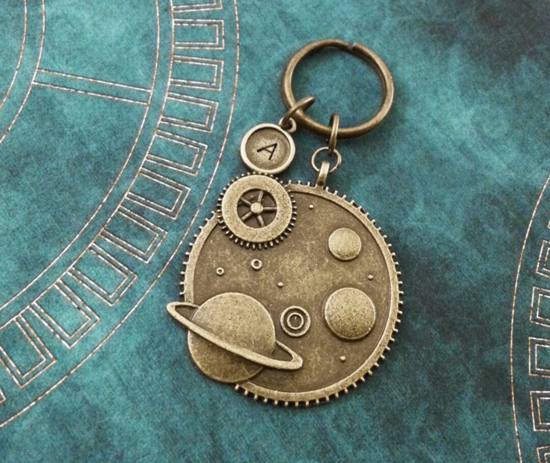 Space Keychain LARGE Gears Keychain Personalized Keychain Saturn ...