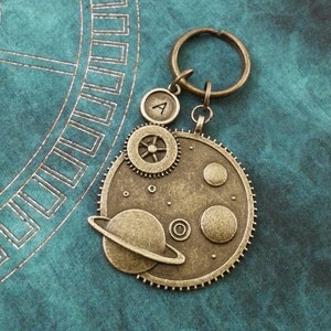 Space Keychain LARGE Gears Keychain Personalized Keychain Saturn ...