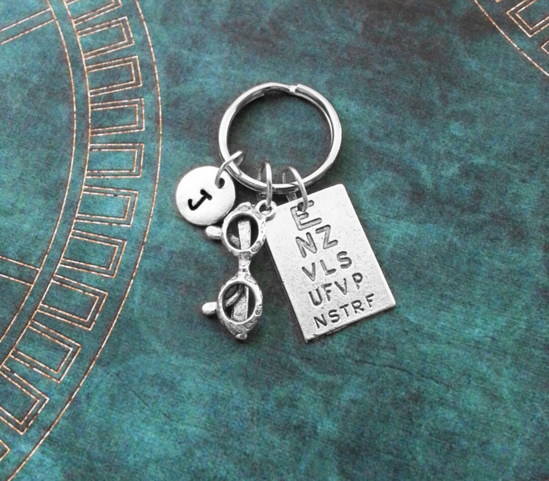 Eye Chart Keychain SMALL Silver Reading Glasses Keychain Personalized ...