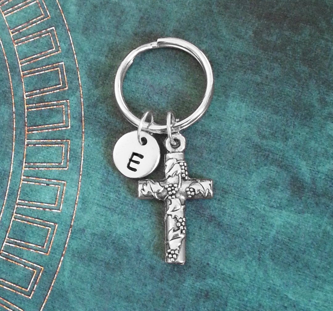 Cross Keychain VERY SMALL Cross Keyring Cross Charm Keychain Christian ...