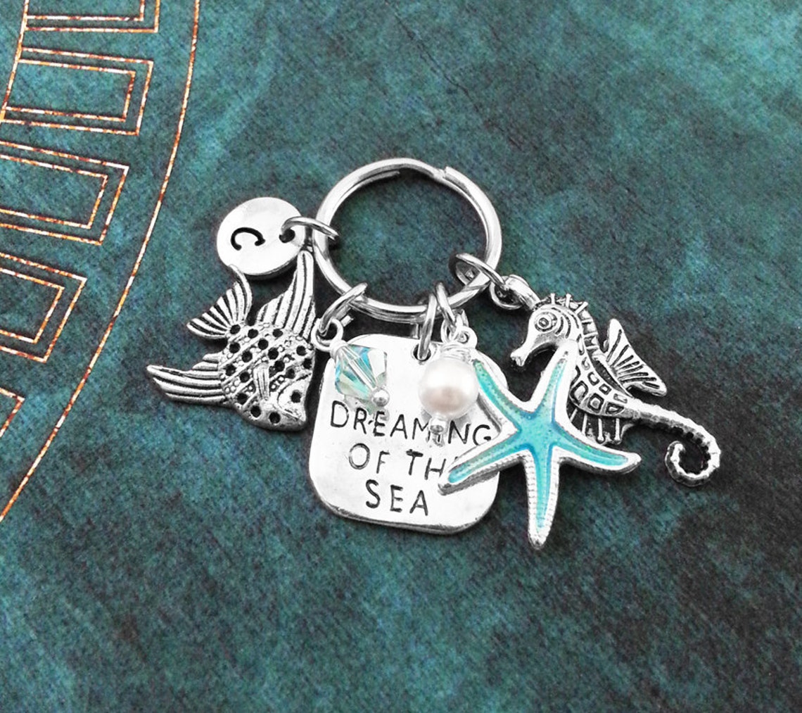 Dreaming of the Sea Keychain SMALL Blue Starfish Keychain Personalized ...