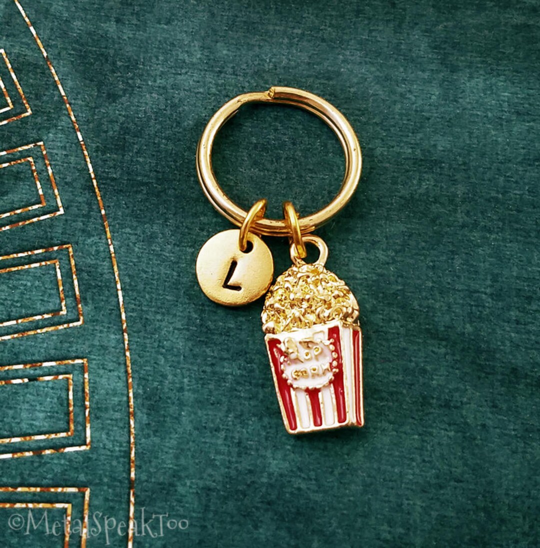 Popcorn Keychain SMALL Popcorn Keyring Move Keychain Theater Keychain ...