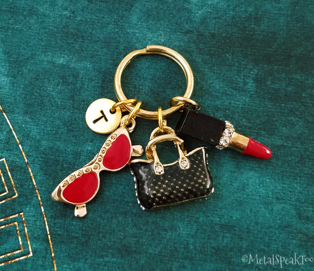 Purse Keychain SMALL Red Sunglasses Keychain Red Lipstick Keychain ...