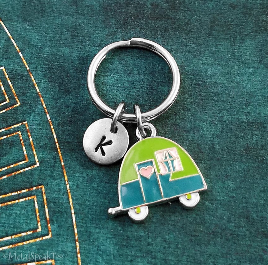 Trailer Keychain SMALL Blue and Green Trailer Keyring Mobile - Etsy