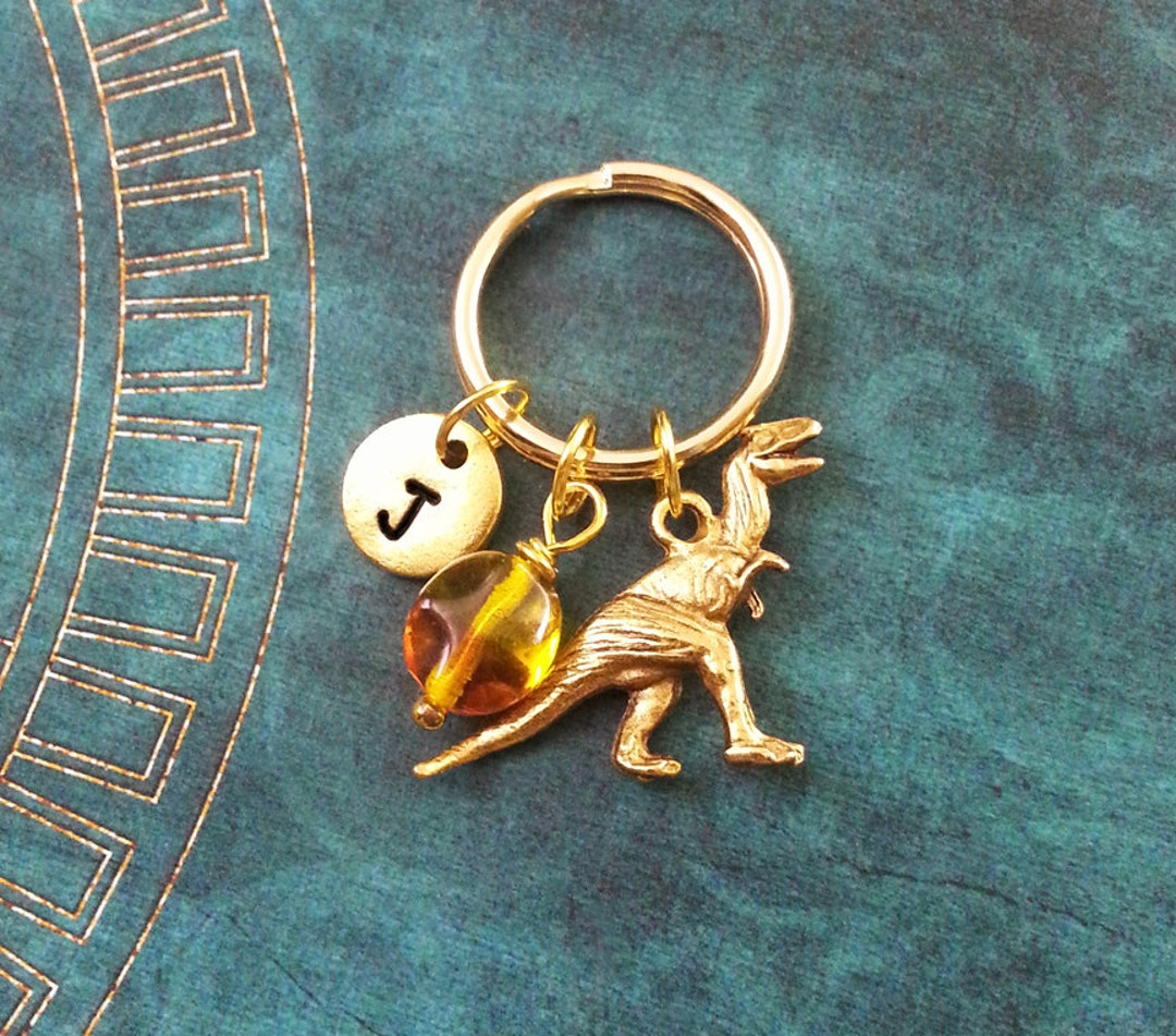 Dinosaur Keychain SMALL T-rex Keychain Personalized Keychain Gold ...