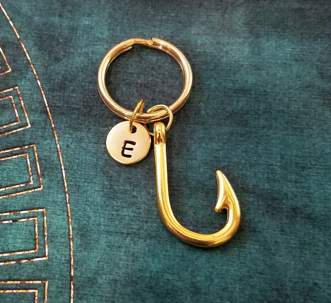 Fish Hook Keychain SMALL Fishhook Keychain Personalized Keychain ...