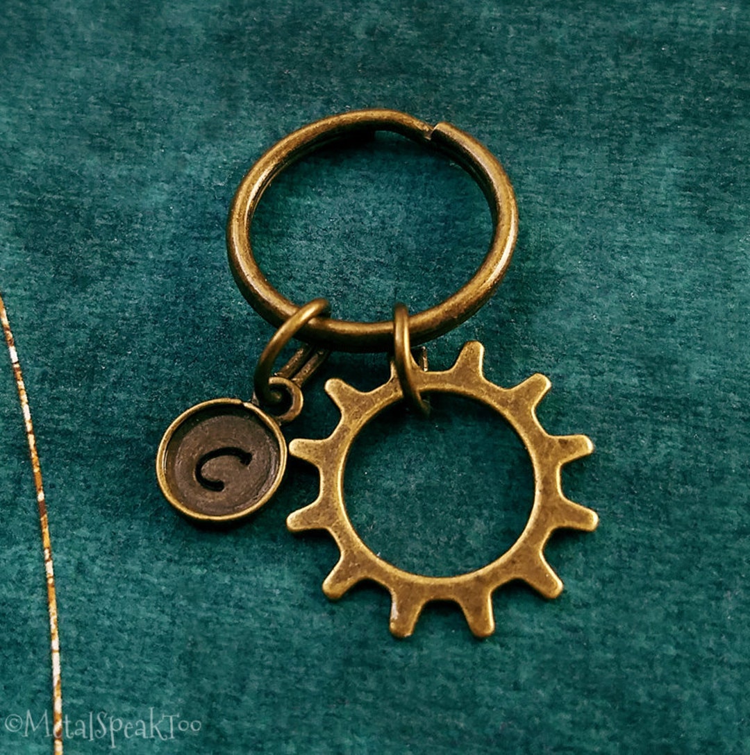 Gear Keychain SMALL Bronze Gear Charm Keychain Gears Keychain Gear ...