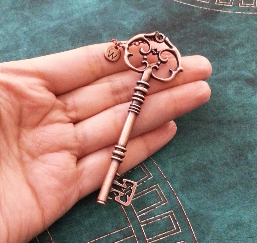 Key Keychain Copper Skeleton Key Keyring Steampunk Keychain - Etsy