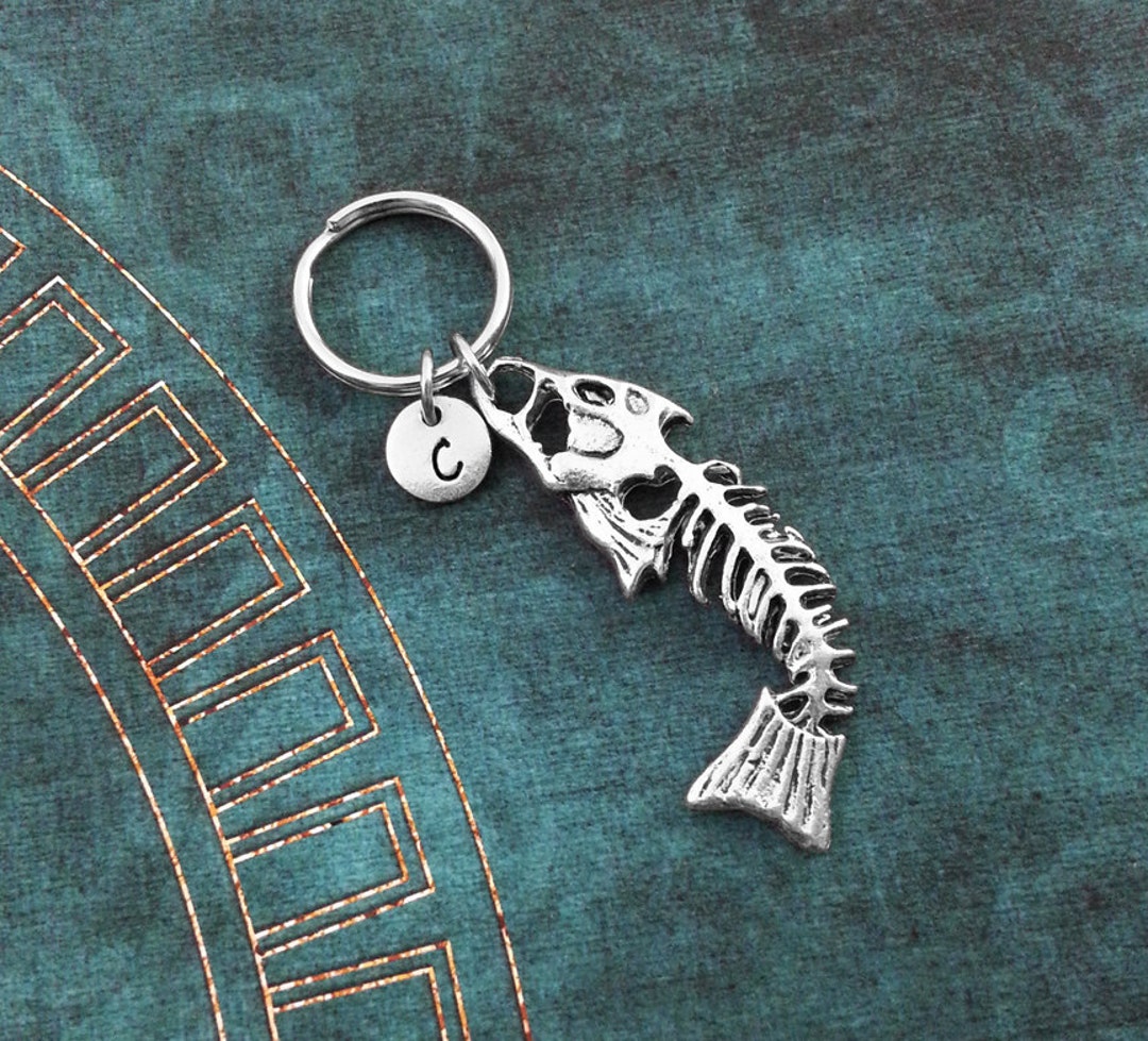 Fishbones Keychain, LARGE Fish Bones Keychain, Personalized Keychain ...