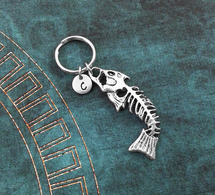 Fishbones Keychain, LARGE Fish Bones Keychain, Personalized Keychain ...