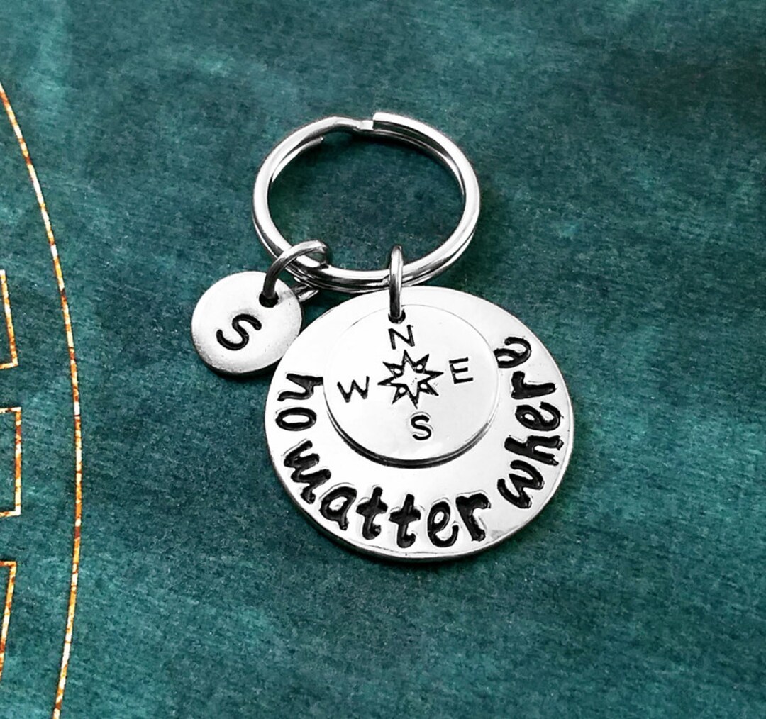 No Matter Where Keychain SMALL Charm Keychain Compass Keychain Compass ...