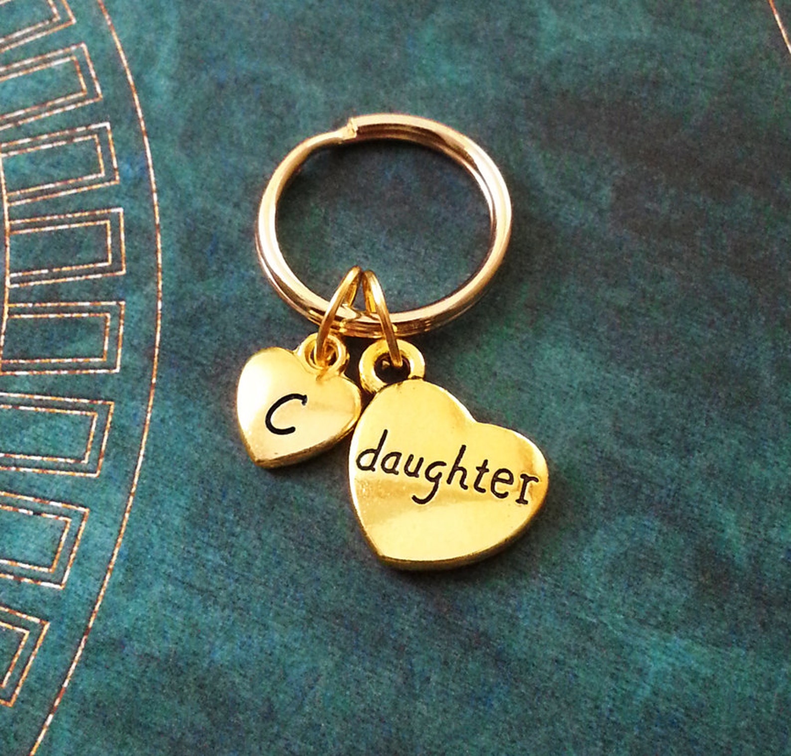 Daughter Keychain SMALL Daughter Heart Keychain Gold Daughter - Etsy