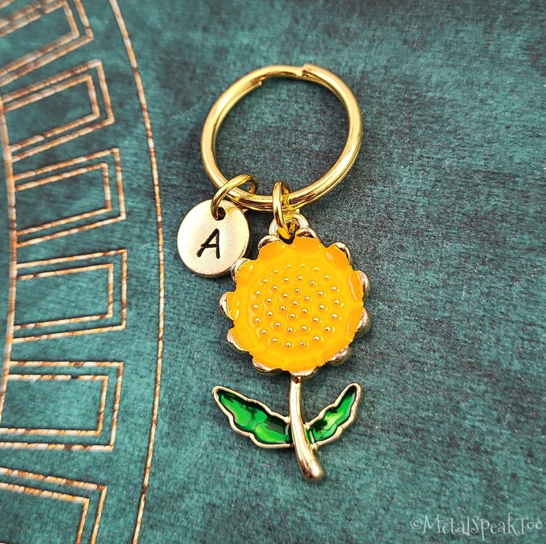 Sunflower Keychain SMALL Sunflower Keyring Flower Keychain - Etsy
