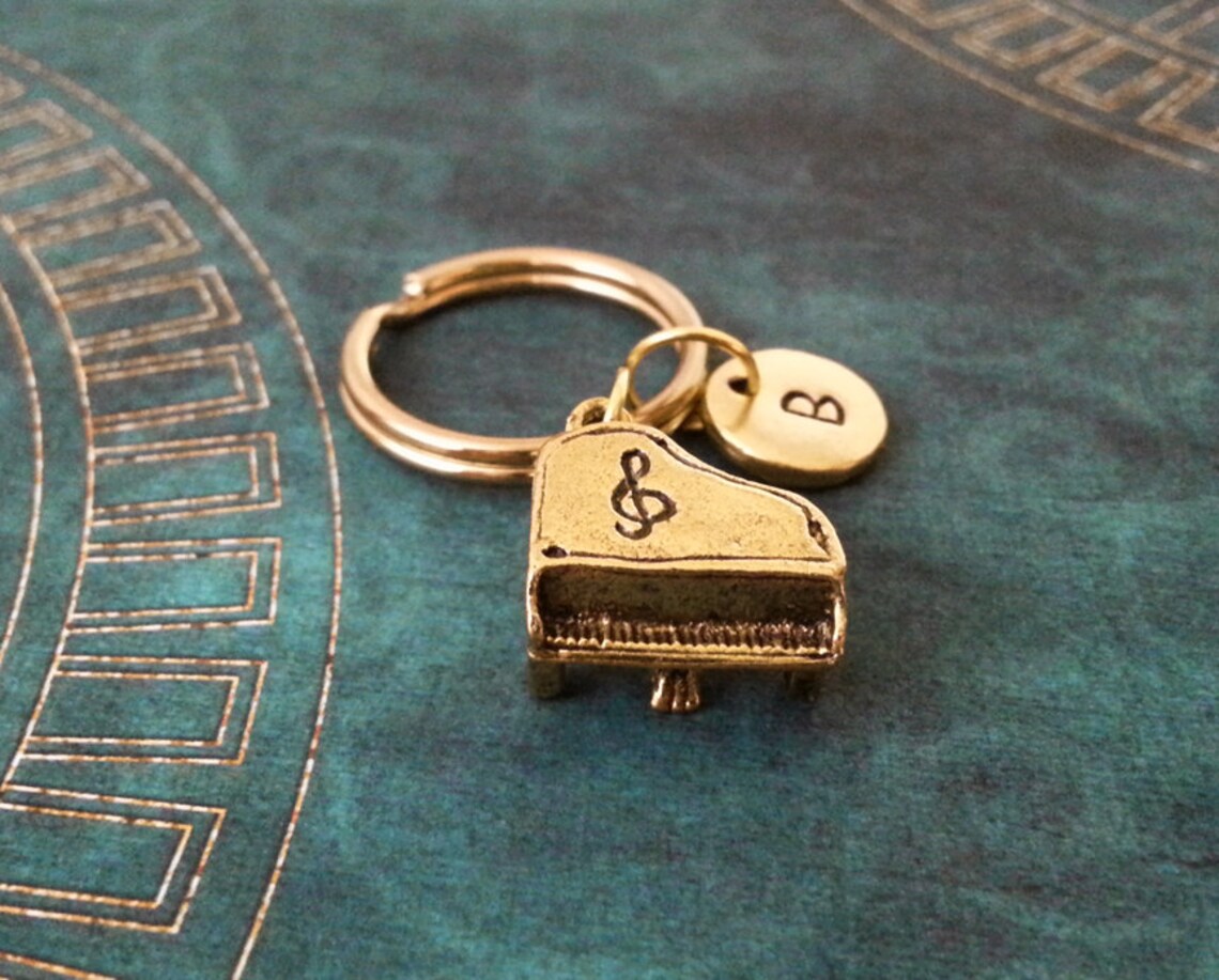 Piano Keychain SMALL Gold Piano Keyring Personalized Keychain - Etsy