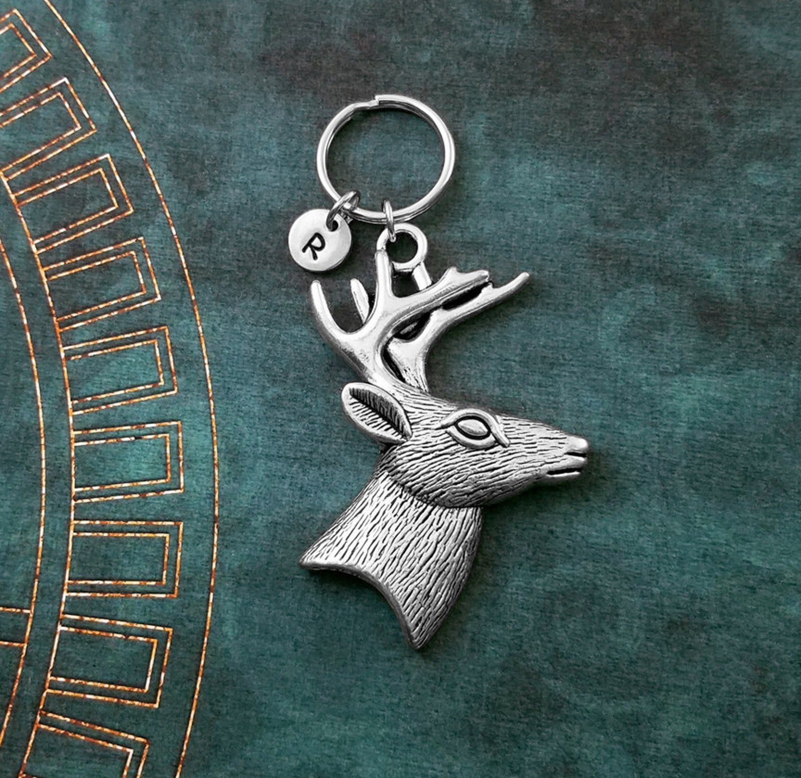 Deer Keychain LARGE Deer Head Keychain Deer Keyring Stag Keychain Deer ...