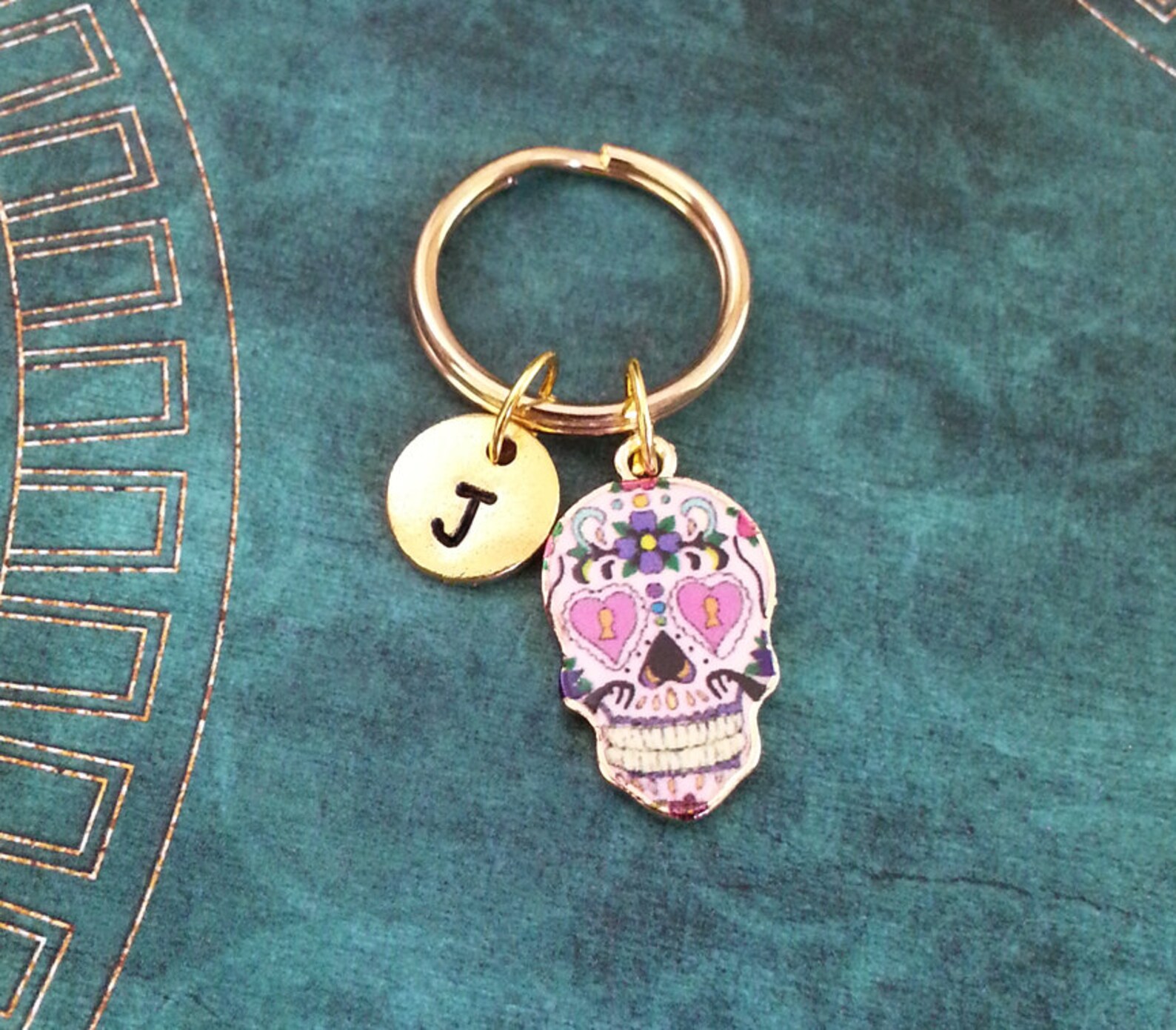 Sugar Skull Keychain SMALL Day of the Dead Keychain - Etsy