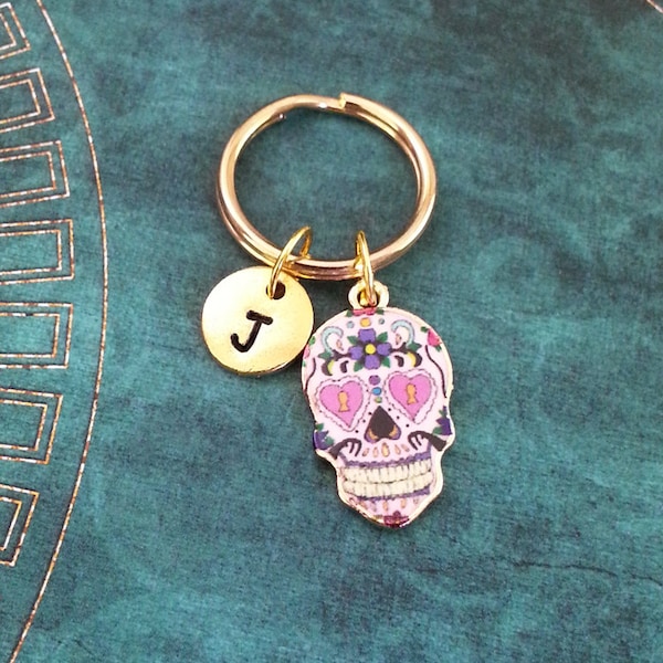 Sugar Skull Keychain - Etsy