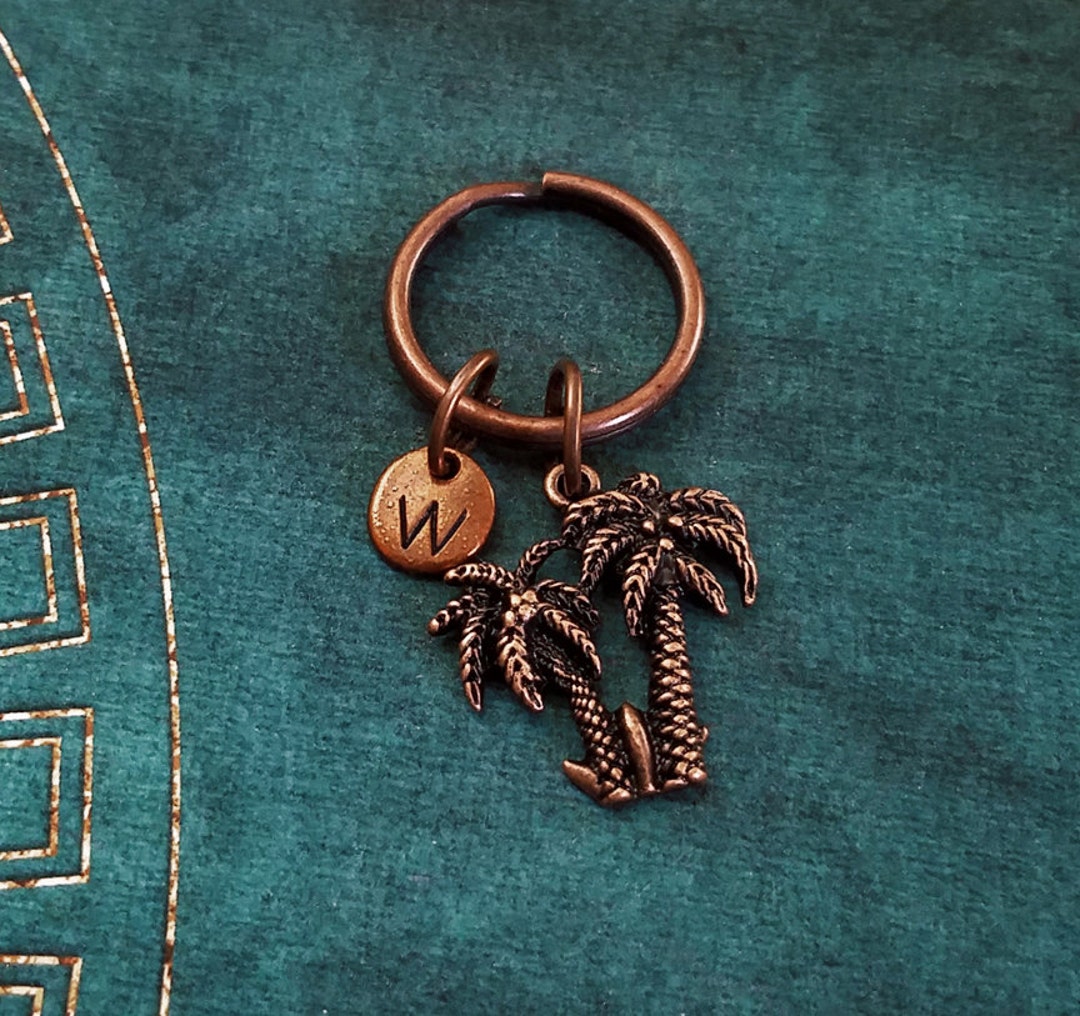 Palm Tree Keychain VERY SMALL Palm Trees Keyring Beach Keychain ...