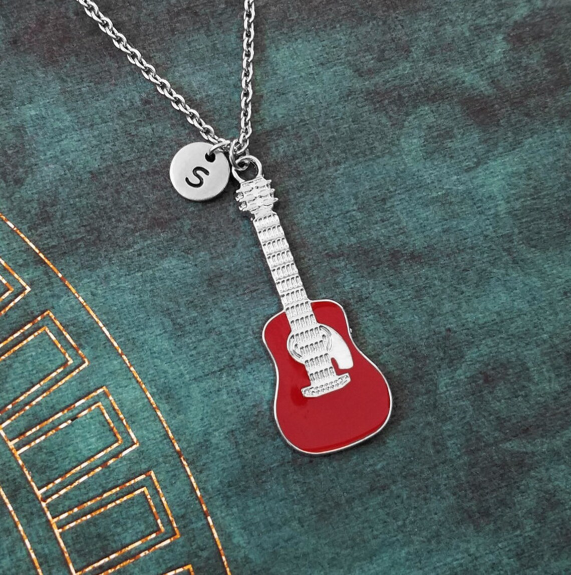 Guitar Keychain SMALL Red Guitar Keyring Charm Keychain - Etsy