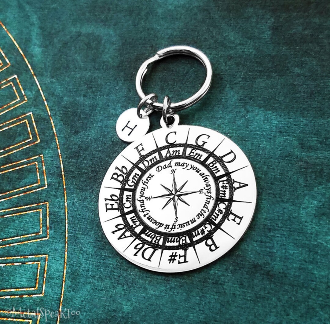 Circle of Fifths Keychain 38mm Circle Keychain Initial Keychain Dad ...