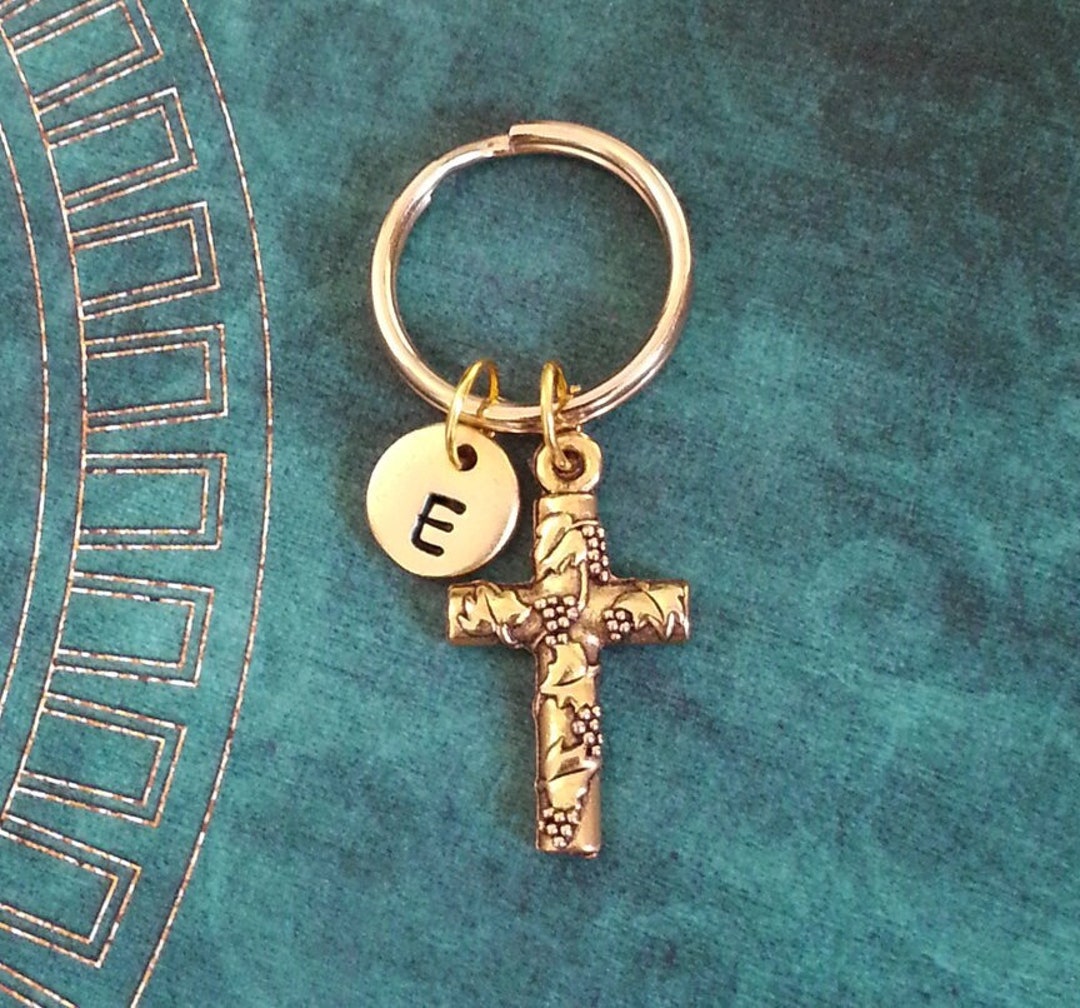 Cross Keychain VERY SMALL Gold Cross Keyring Cross Charm Keychain ...