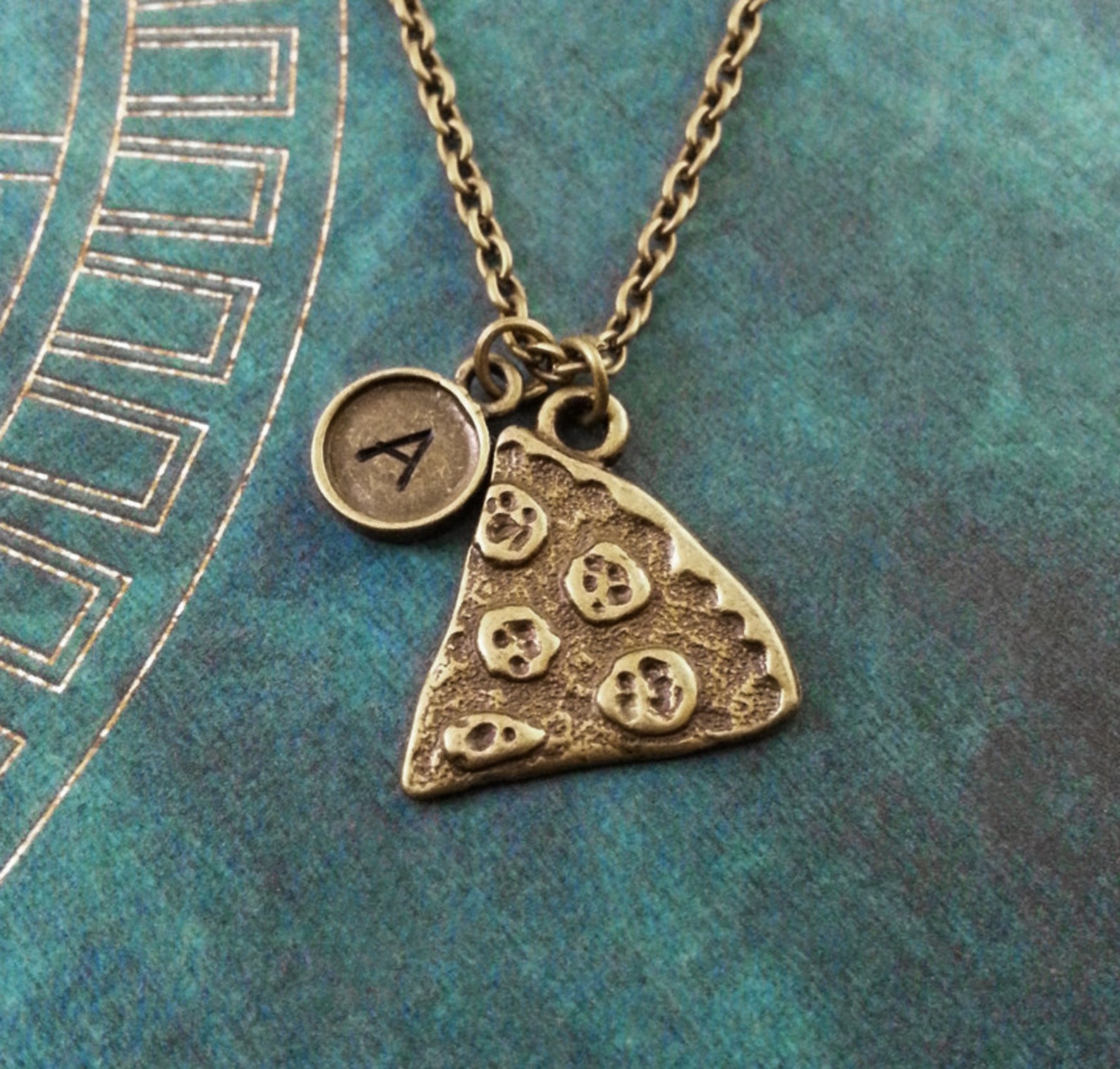 Pizza Keychain SMALL Bronze Pizza Slice Keychain Personalized | Etsy