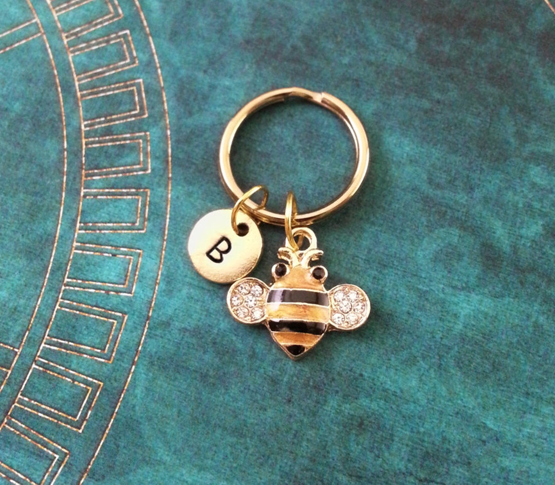 Honey Bee Keychain VERY SMALL Bee Keyring Personalized Keychain ...